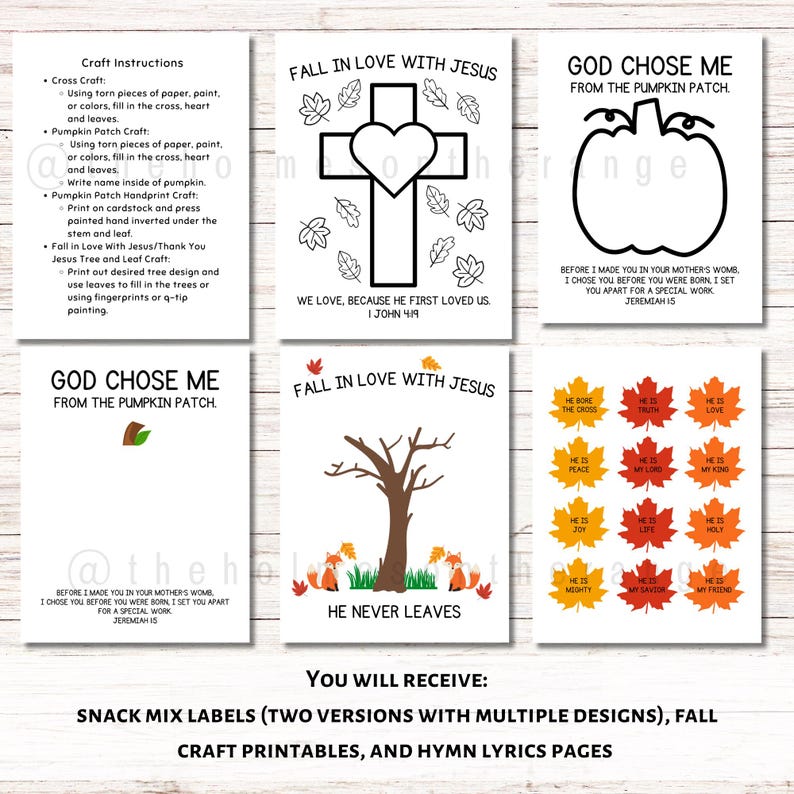 Fall in Love With Jesus Snack Mix Label and Craft Bundle | Thankful for ...
