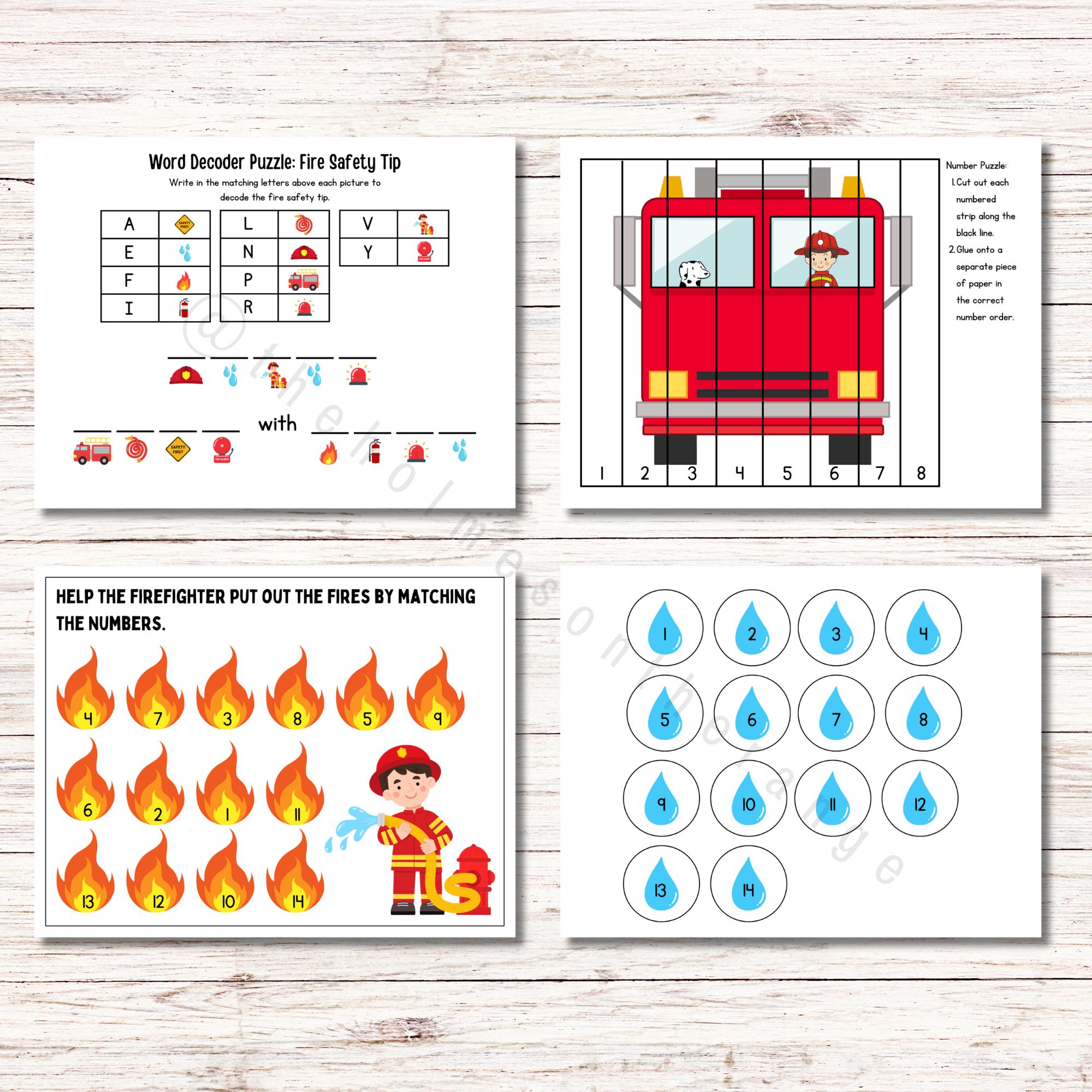Fire Safety Printable Activity Bundle for Kids | Fire Safety Month ...