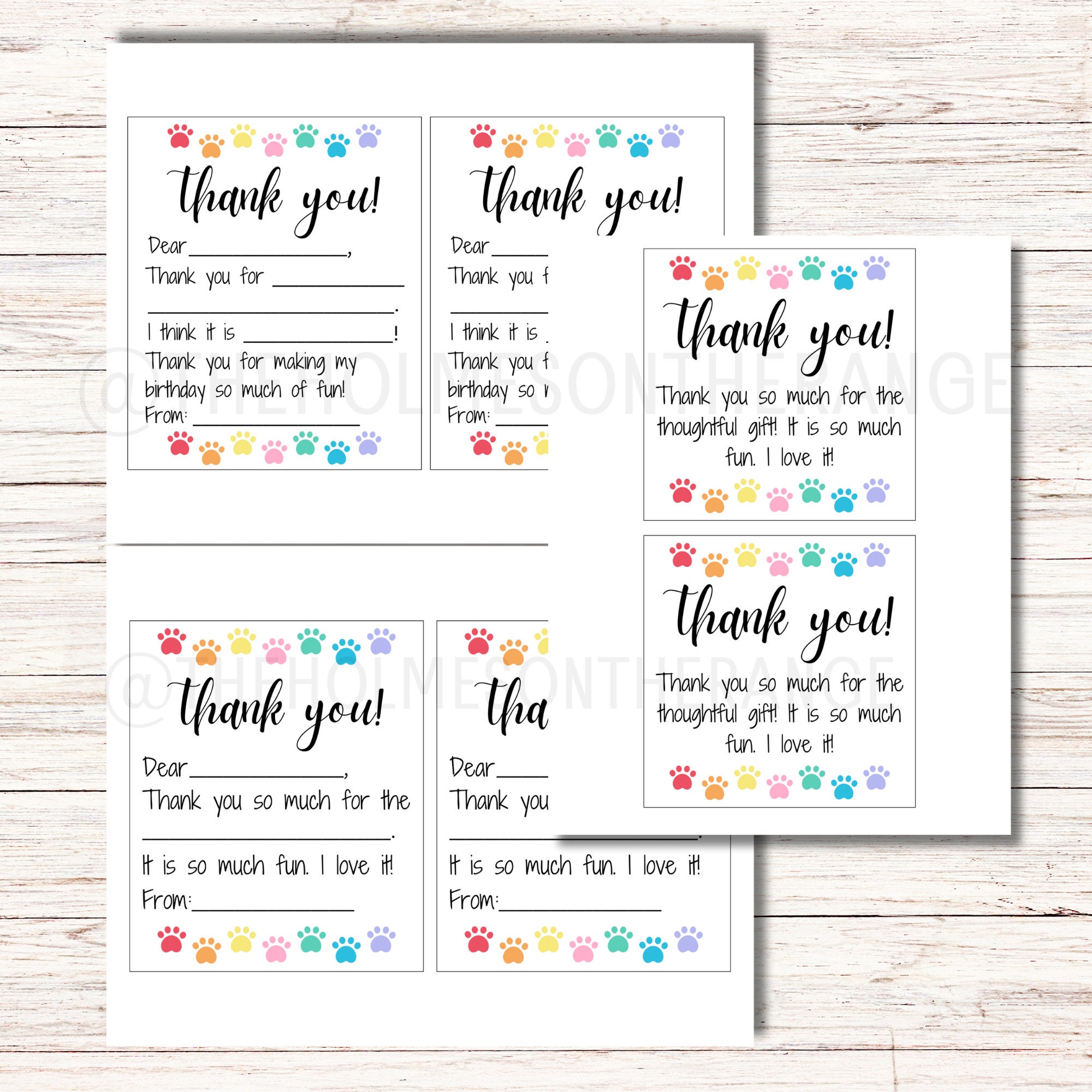 Thank You Cards for Kids Fill in the Blanks Printable Thank You Notes ...