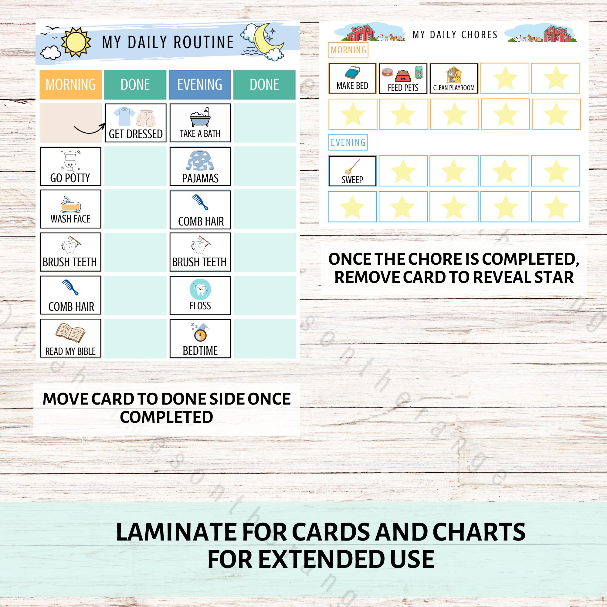 Routine and Chore Chart Bundle for Kids Allowance Tracker - Etsy