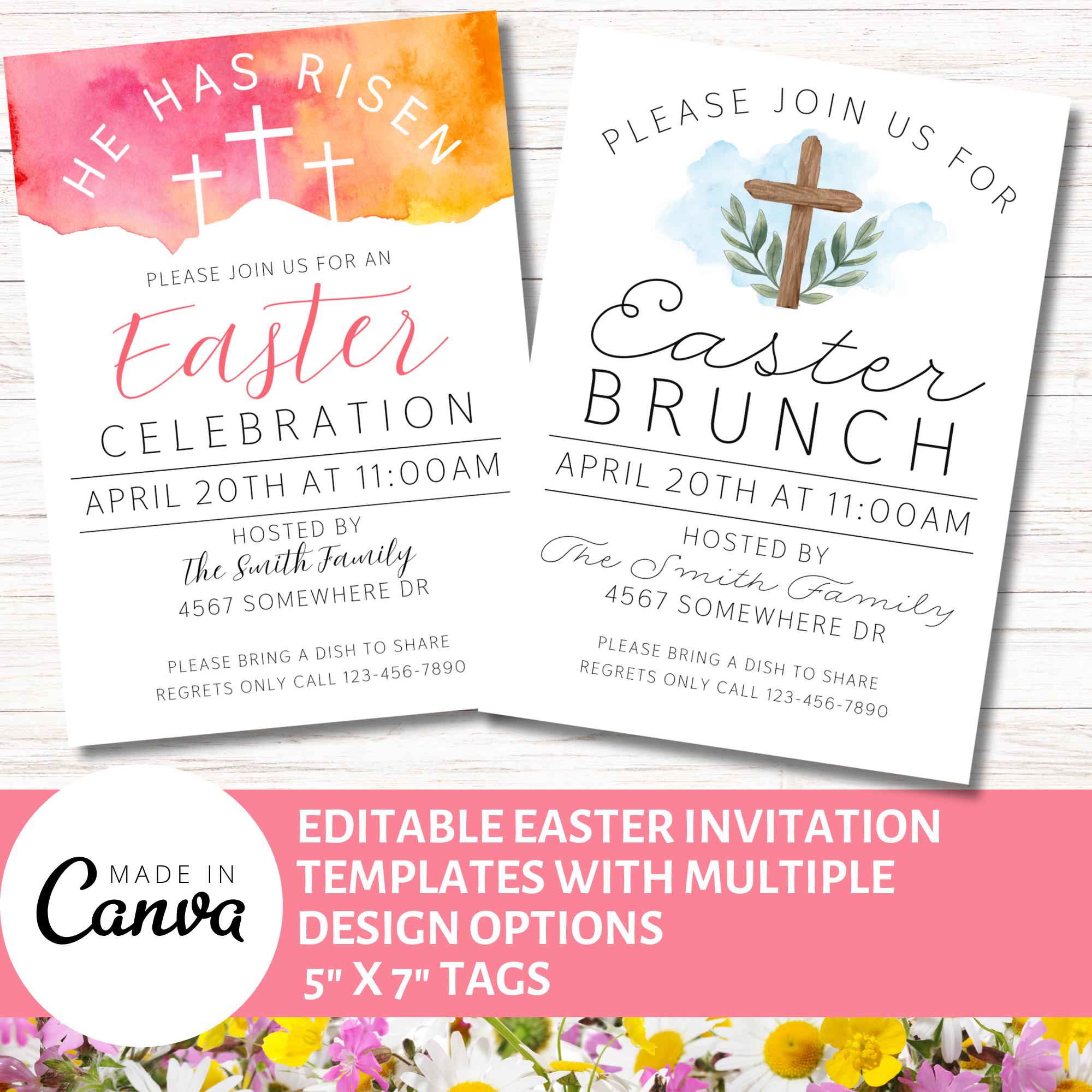 Easter Invitation Editable Template | Easter Brunch Invite | Christian ...