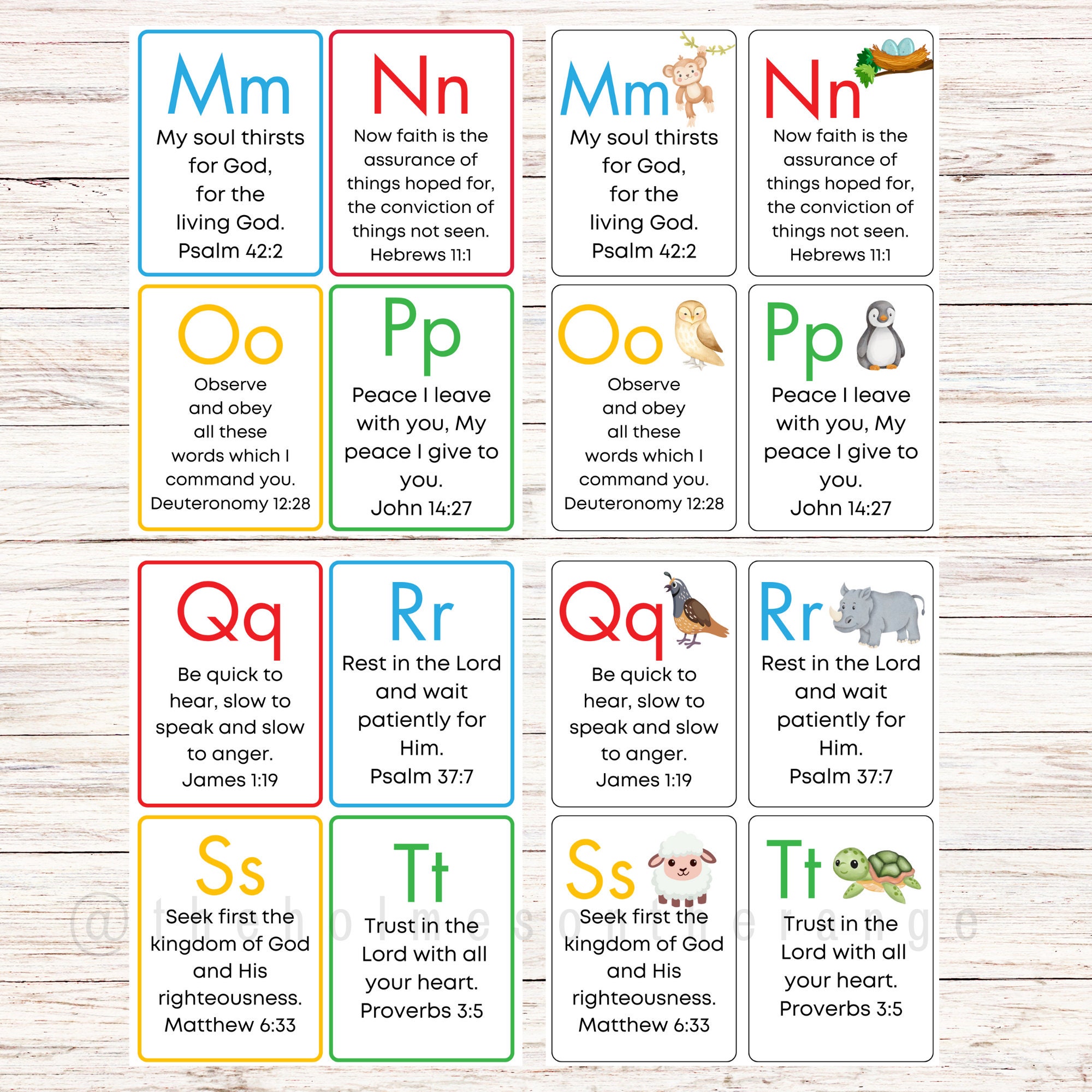 Alphabet Bible Verse Cards ABC Scripture Cards for Kids ABC Memory ...