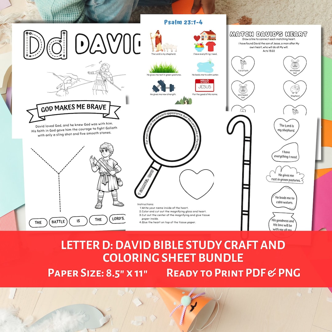 Letter D David Bible Craft for Kids | David & Goliath Kids Bible Lesson ...