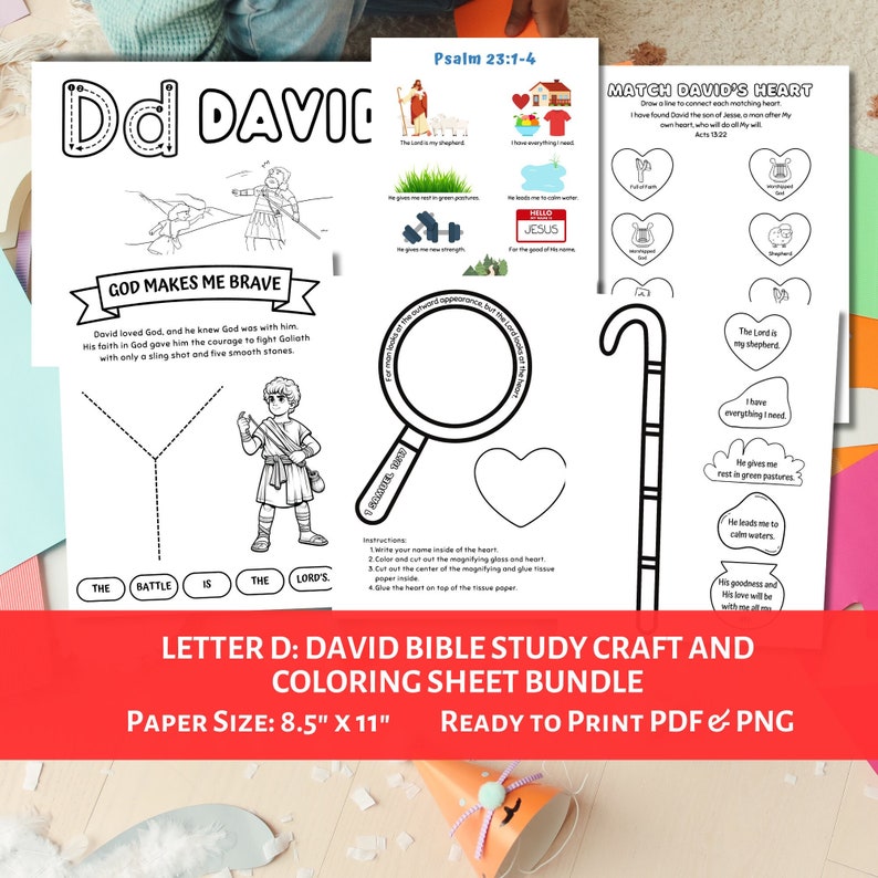 Letter D David Bible Craft for Kids | David & Goliath Kids Bible Lesson ...