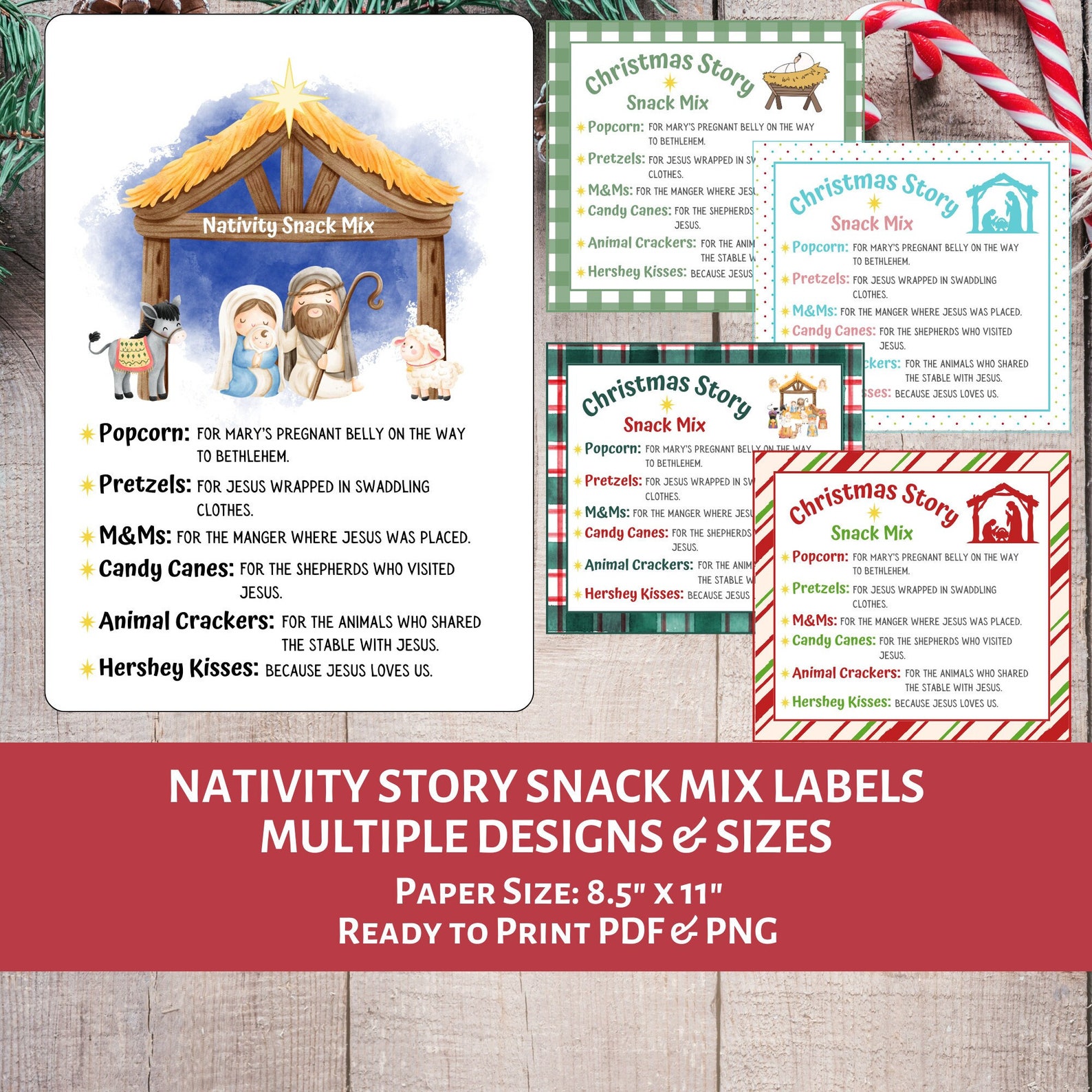 Christmas Story Snack Mix Printable Label | Nativity Snack Mix Gift Tag | Nativity Treat Bag ...