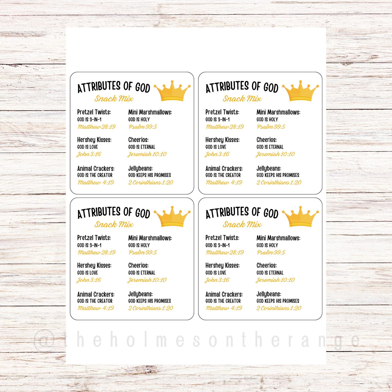 Attributes of God Snack Mix Label, Bible Verse Coloring Pages, Trinity ...