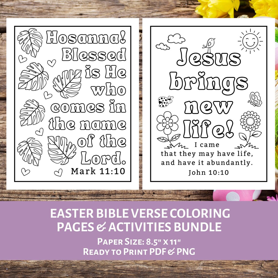 Easter Bible Verse Coloring Pages & Activities Kids Easter Printable ...