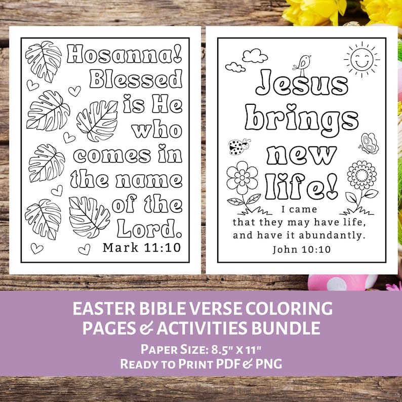 Easter Bible Verse Coloring Pages & Activities | Kids Easter Printable ...