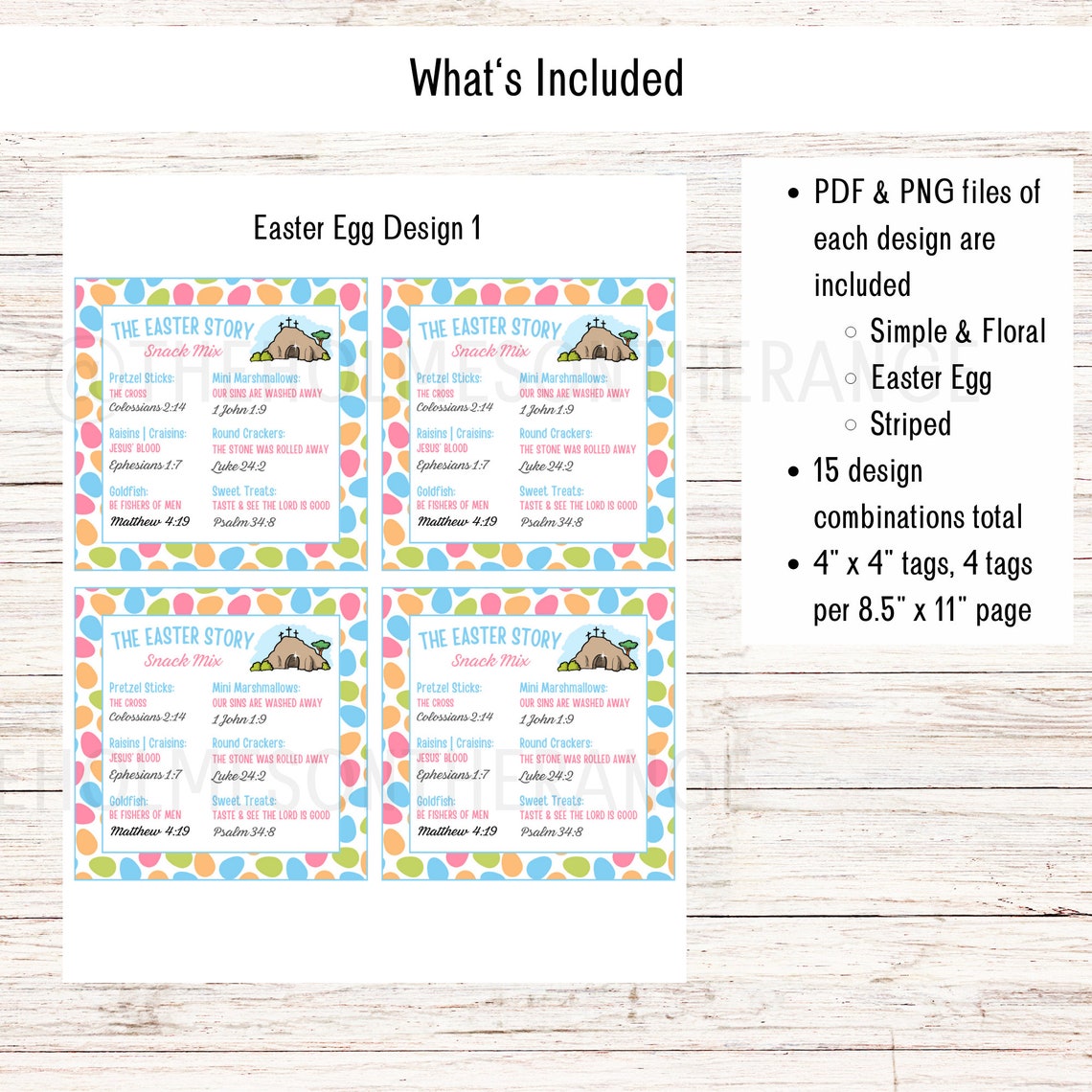 Easter Story Snack Mix Printable Tag 4 X 4 Easter Treat for Kids Sunday ...