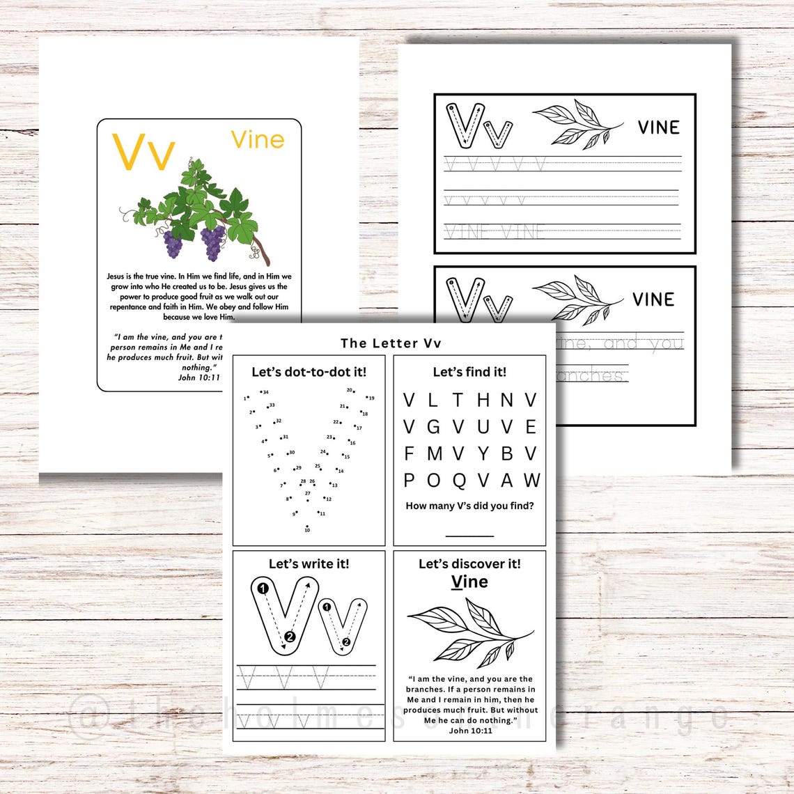 Letter V Vine Bible Craft for Kids | Jesus is the True Vine John 15 ...