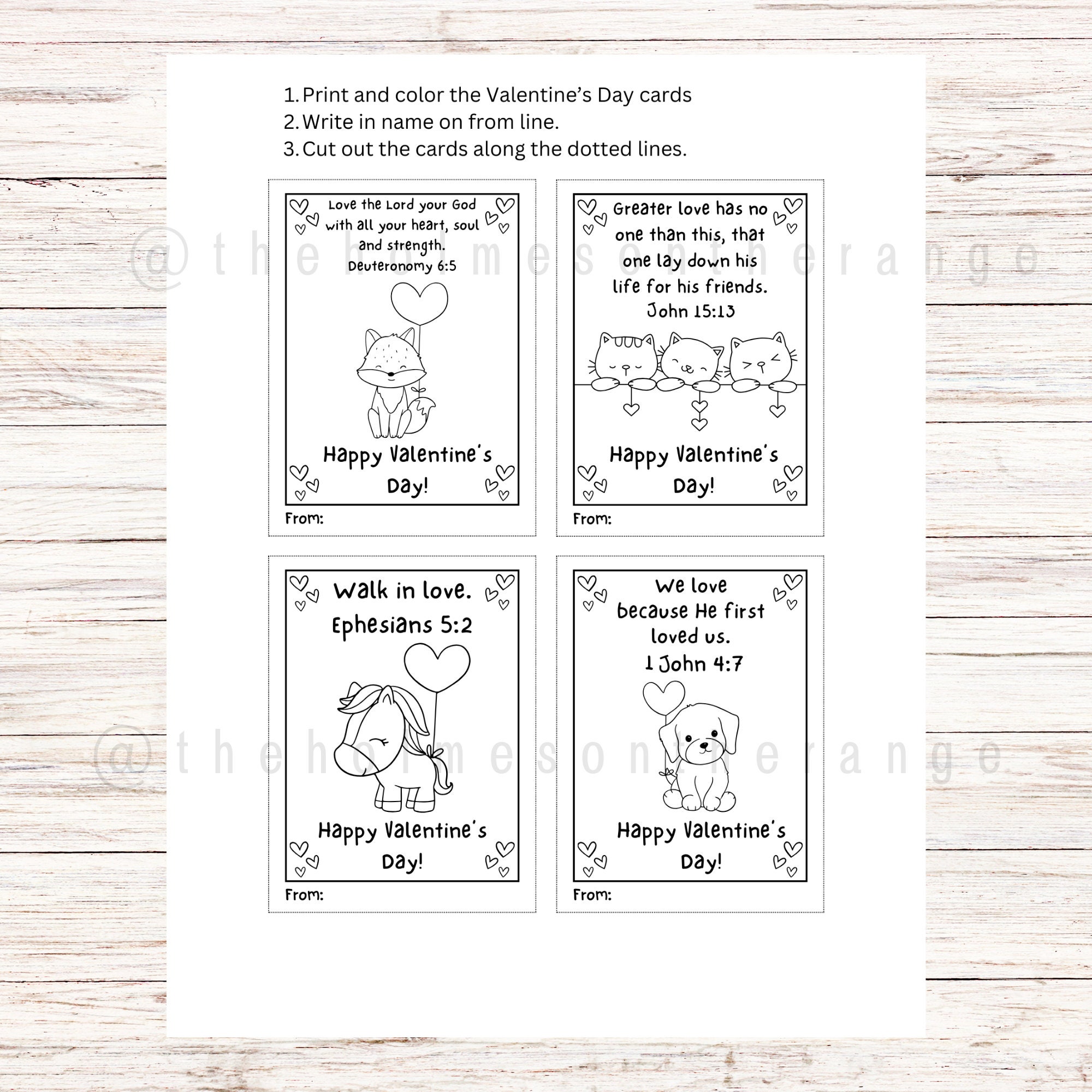 Scripture Valentine's Day Coloring Cards for Kids Bible Verse Valentine ...