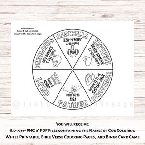 Names of God Coloring Wheel and Bingo Game | Hebrew Names of God | Kids ...