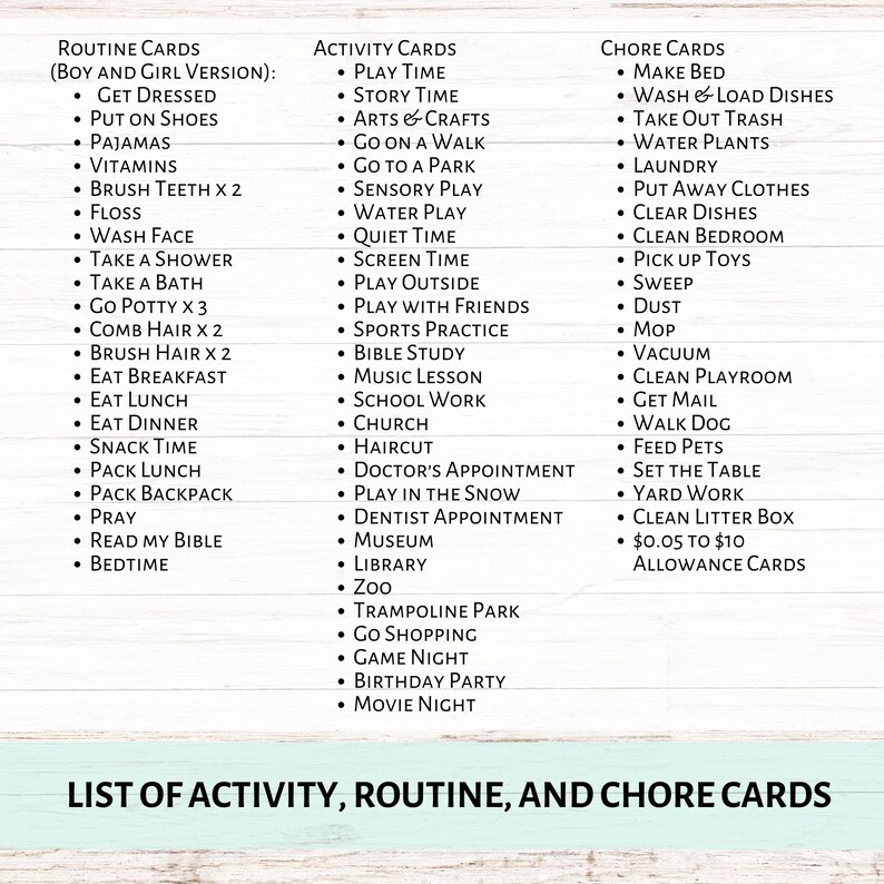 Routine and Chore Chart Bundle for Kids Allowance Tracker - Etsy