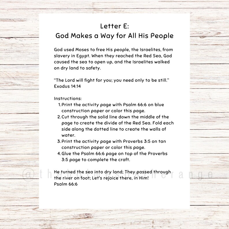 Letter E Egypt Moses Bible Craft for Kids Red Sea Bible Lesson for Kids ...