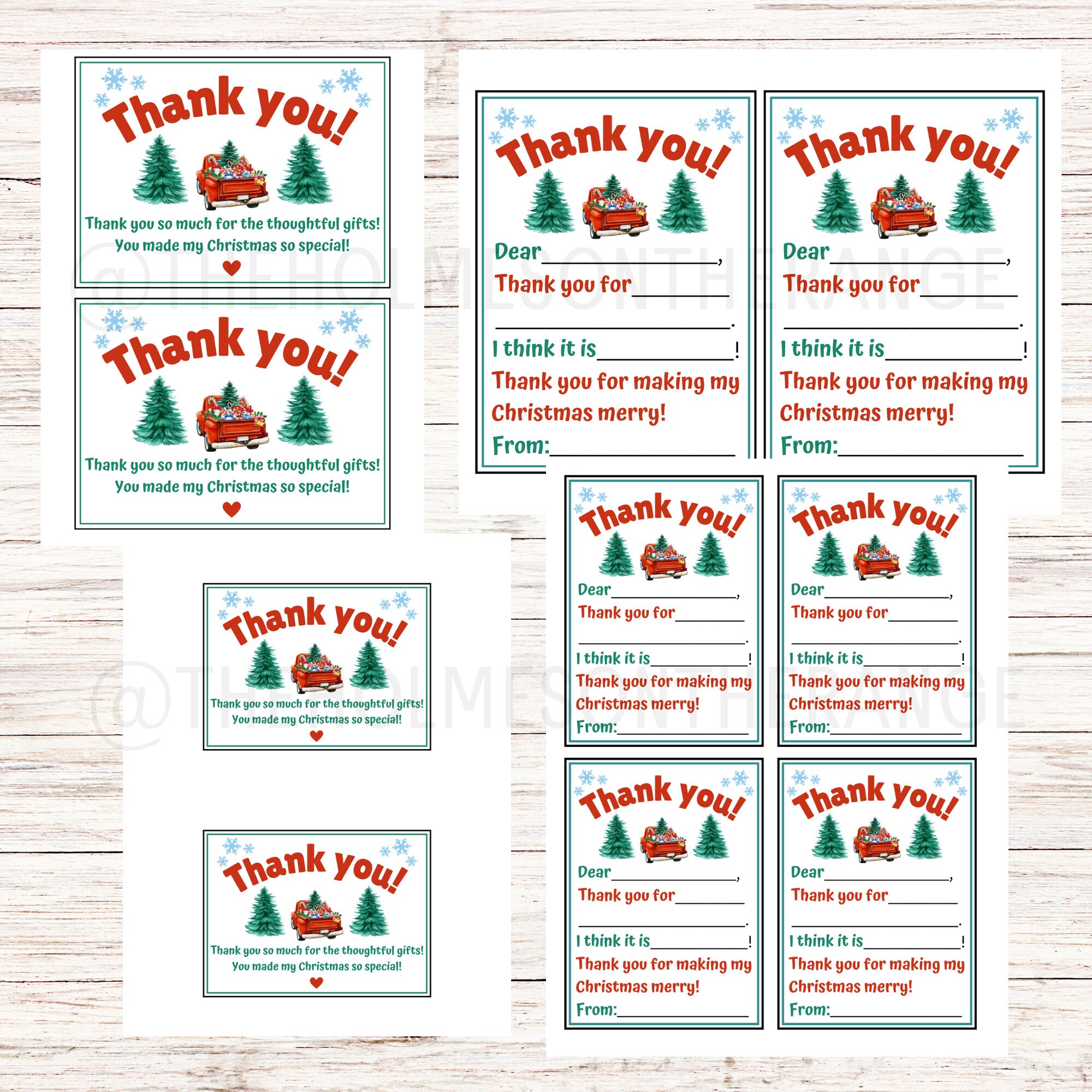 Christmas Thank You Cards for Kids | Fillable Thank You Card ...