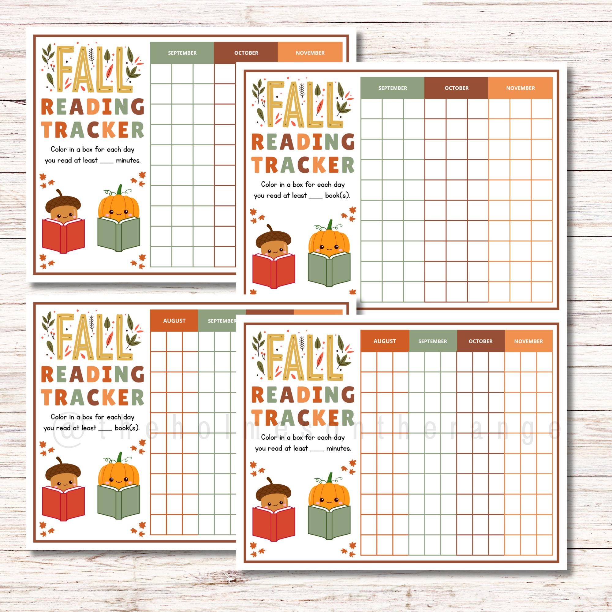 Fall Reading Tracker Bundle for Kids | Reading Challenge Bingo ...