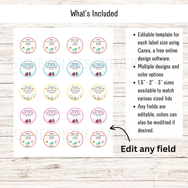 End of Year Play Doh Lid Label Template Summer Classroom Non-candy Gift ...