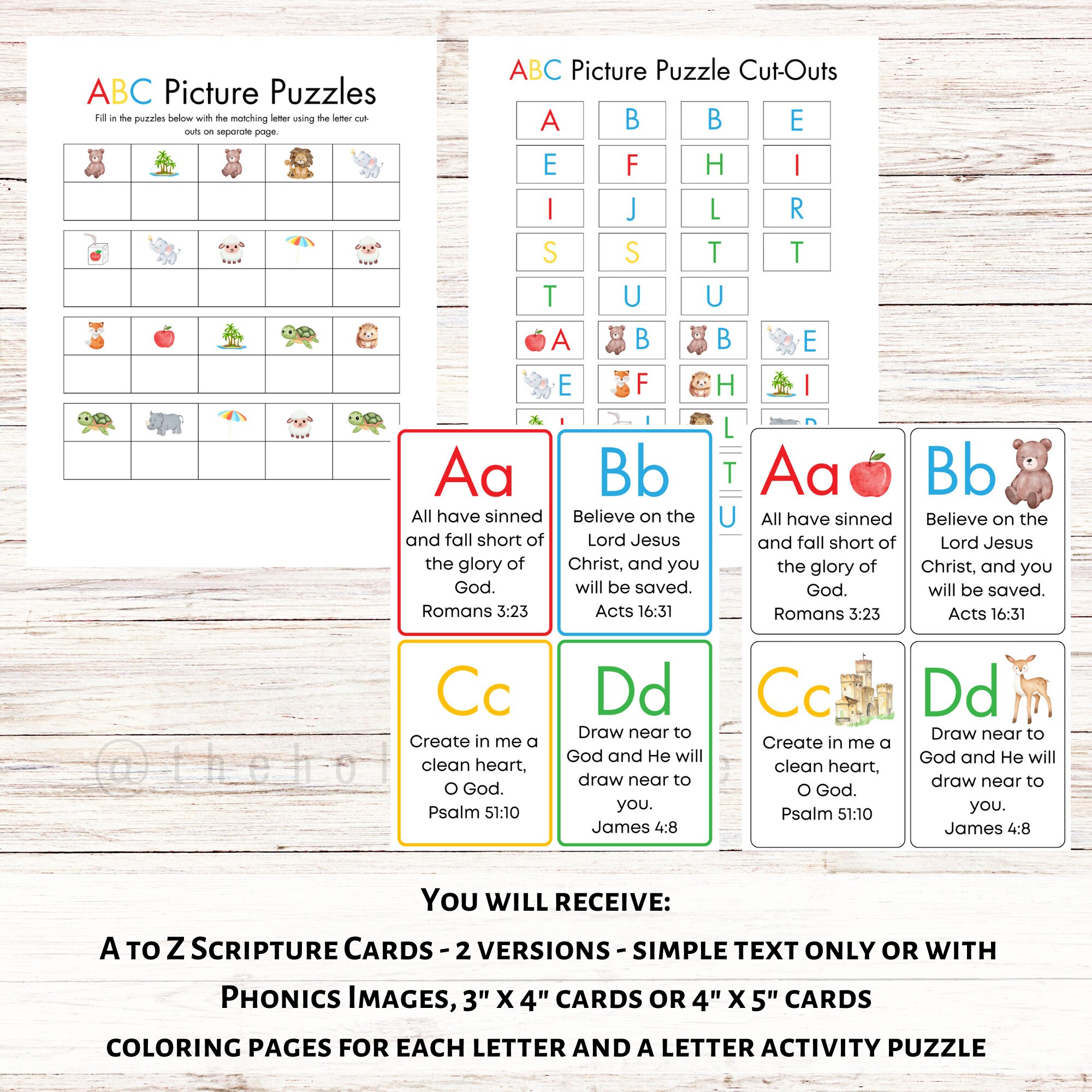 Alphabet Bible Verse Cards ABC Scripture Cards for Kids ABC Memory ...