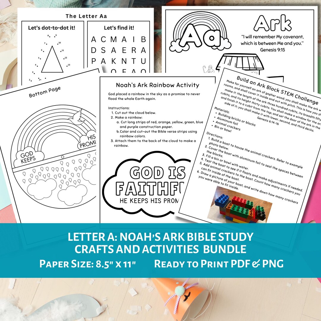 Noah's Ark Bible Study Craft for Kids | Letter A Ark Bible Crafts and ...