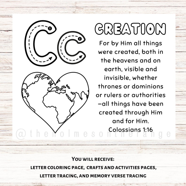 Letter C Creation Kids Bible Crafts Genesis 1 Kids Bible Lesson Memory ...