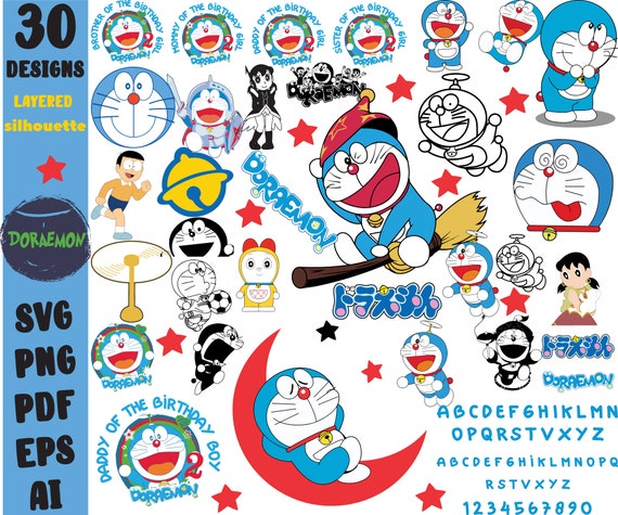Doraemon Svg Doraemon Font Svg Doraemon Png Doraemon Pdf Etsy