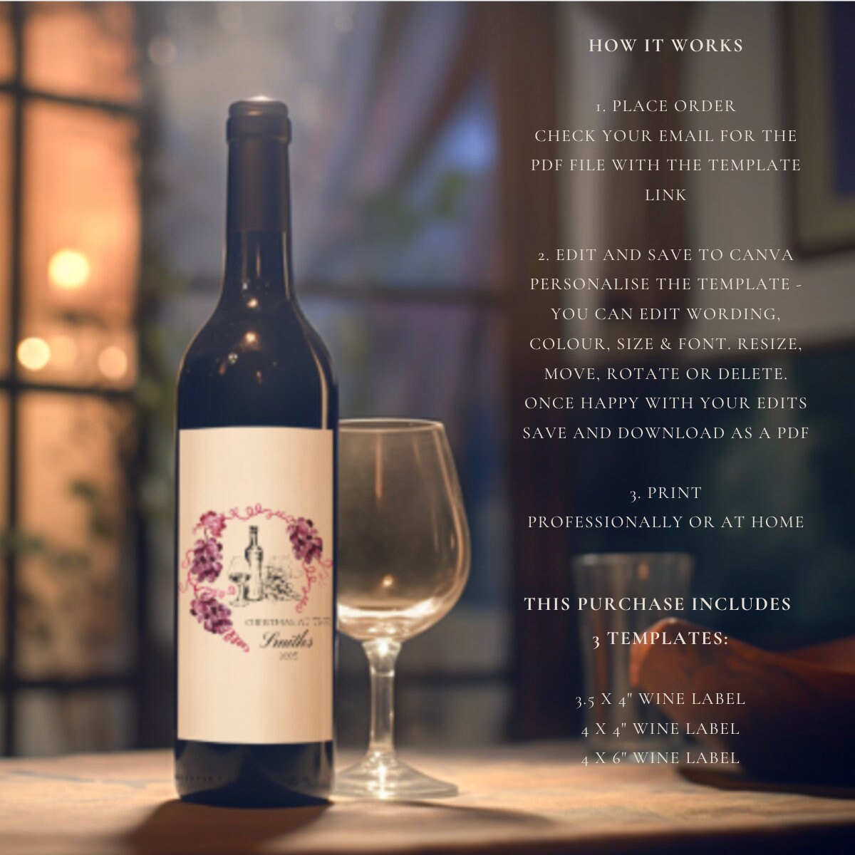 Editable Wine Label Template Personalized Wine Bottle Label - Etsy