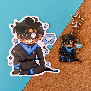 Nightwing 4" Sticker / 2" Double-sided Acrylic Charm - Etsy