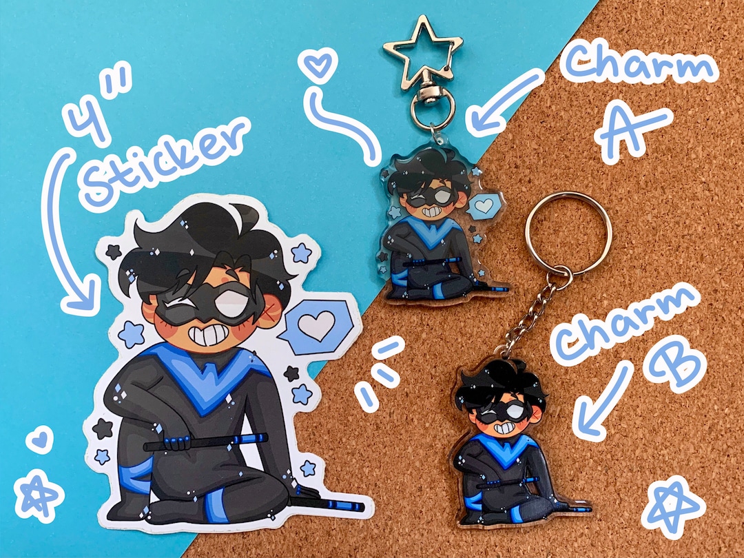 Nightwing 4" Sticker / 2" Double-sided Acrylic Charm - Etsy