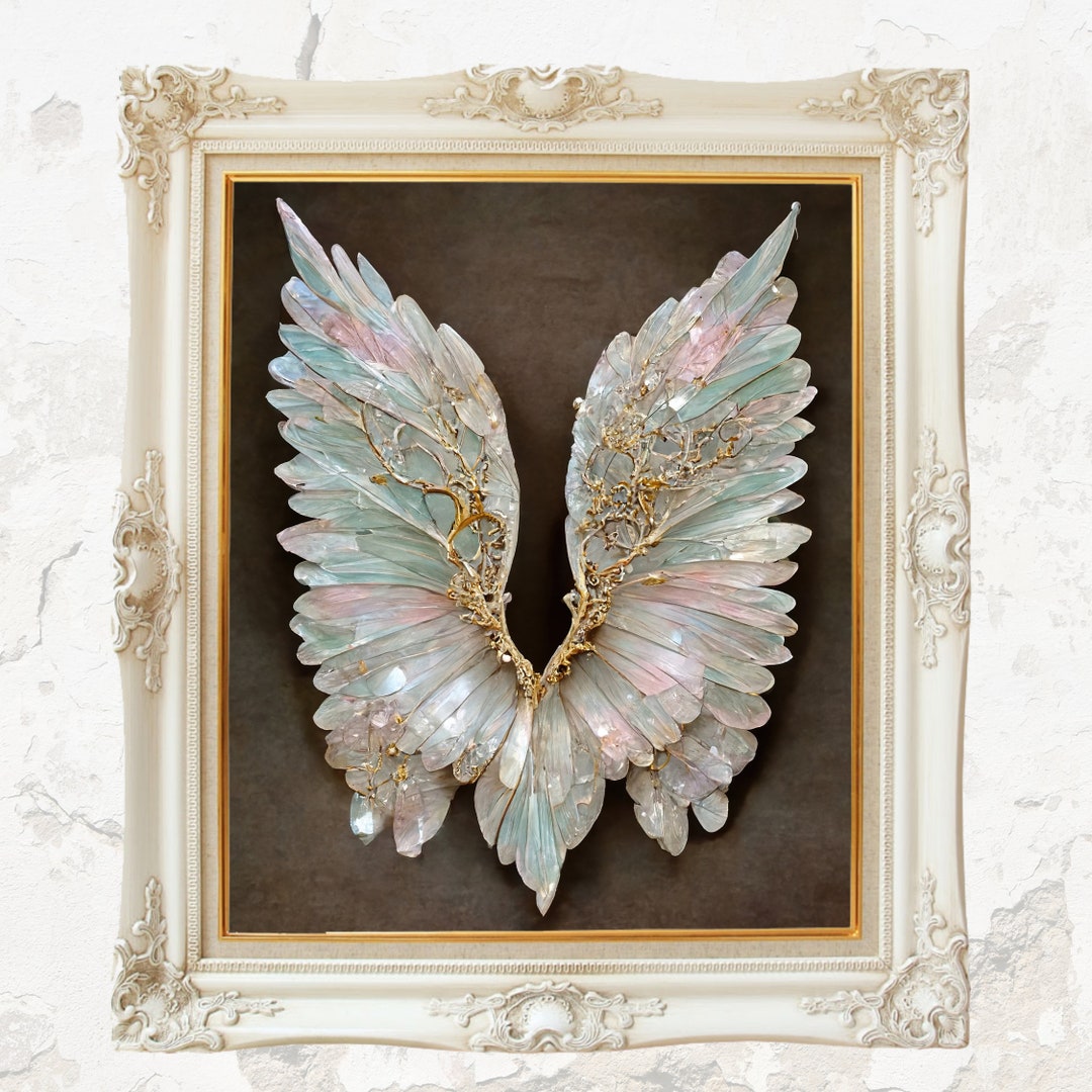 Soft Pink and Blue Angel Wings Pearl Gold Angel Jewel Angel Wings ...