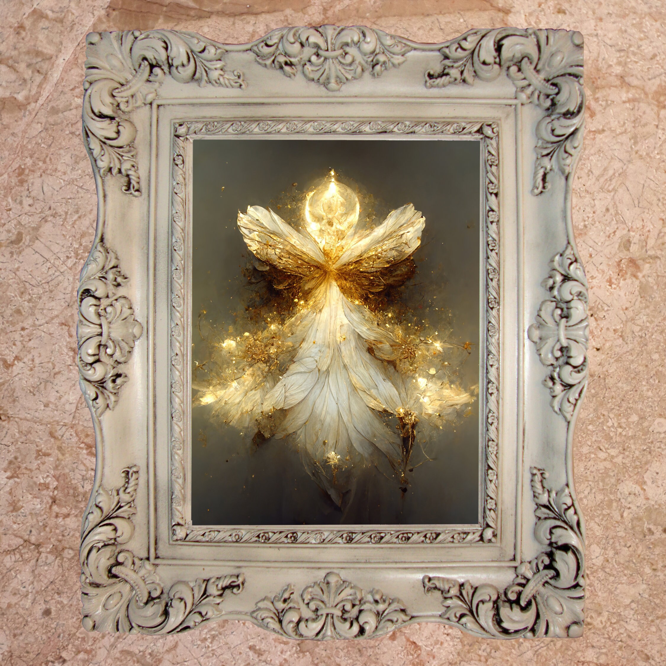 Golden Abstract White Fire Guardian Angel, Rustic, Nature, Earth ...