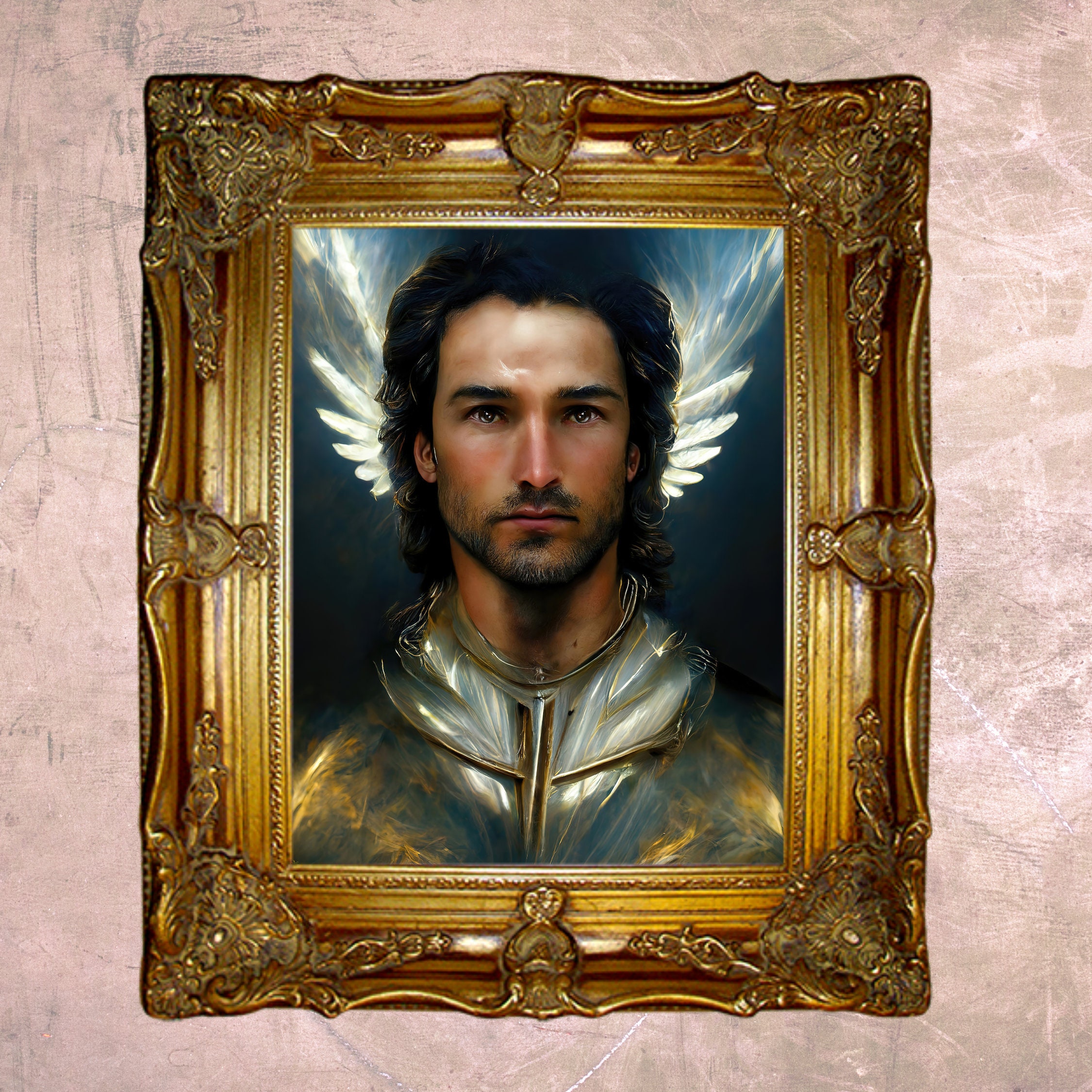 Victorian Archangel Michael Male Angel Face Guardian Angel Digital ...