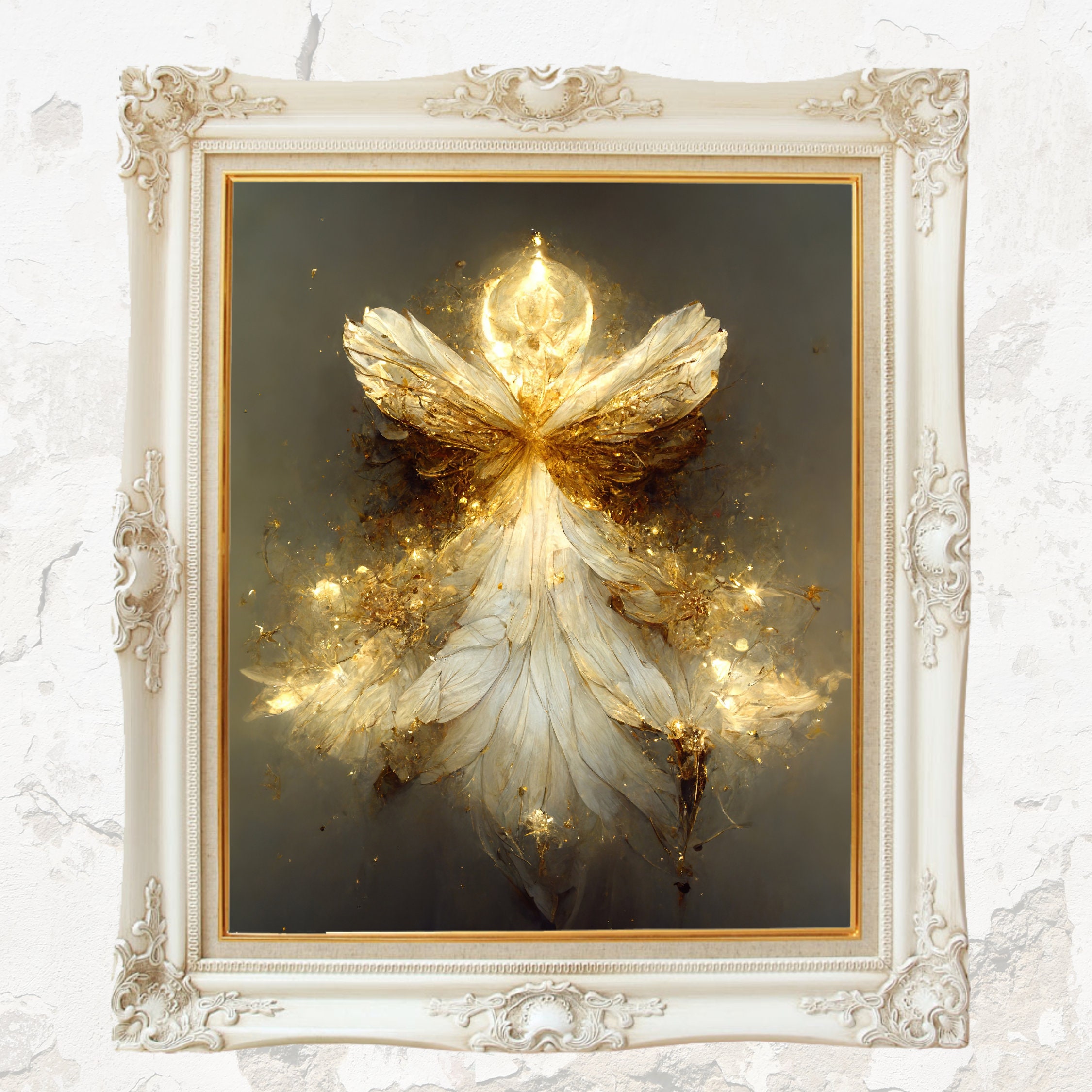 Golden Abstract White Fire Guardian Angel, Rustic, Nature, Earth ...