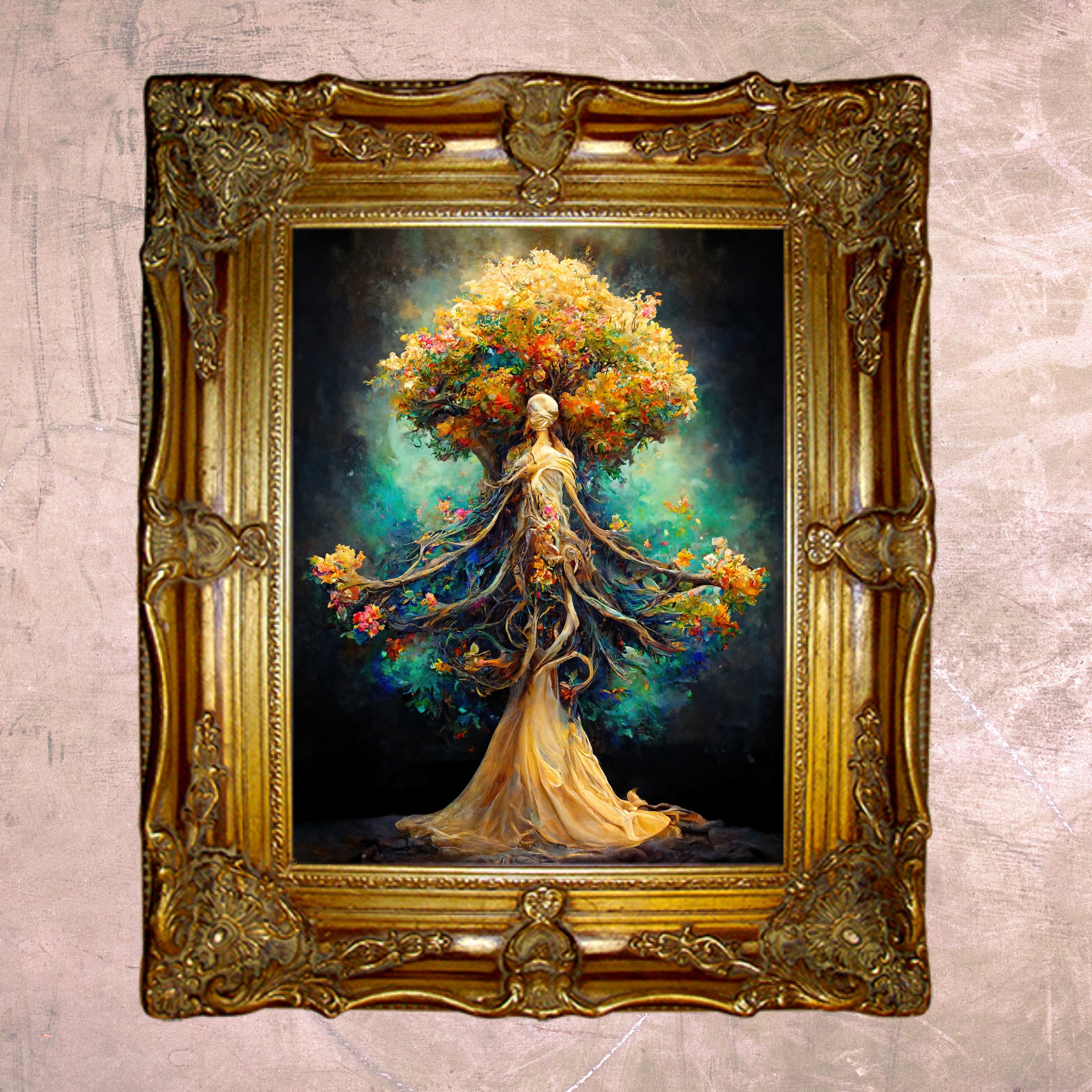 Fantasy Style Abstract Female Woman Tree of Life, Mother Nature, Flower ...