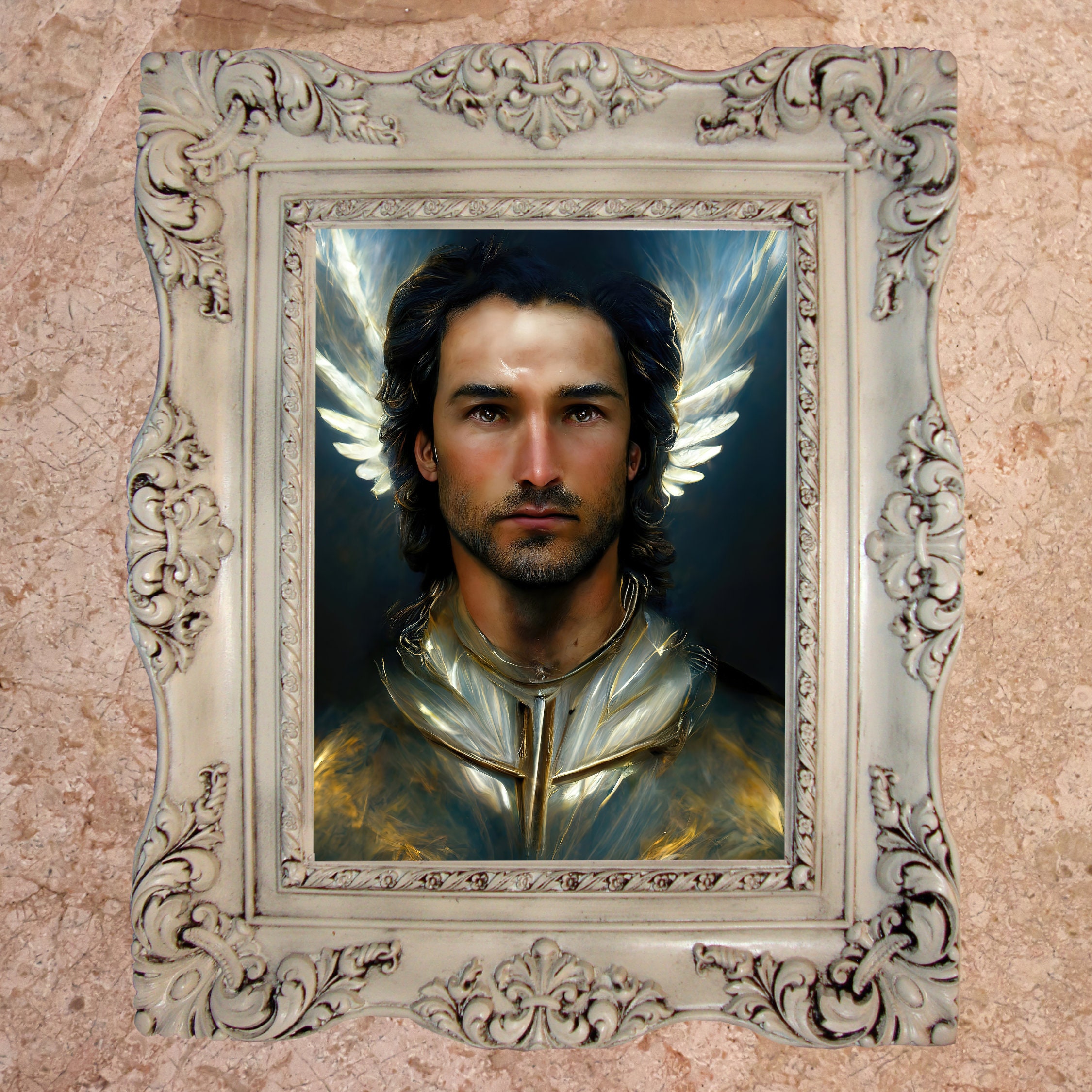 Victorian Archangel Michael Male Angel Face Guardian Angel Digital ...