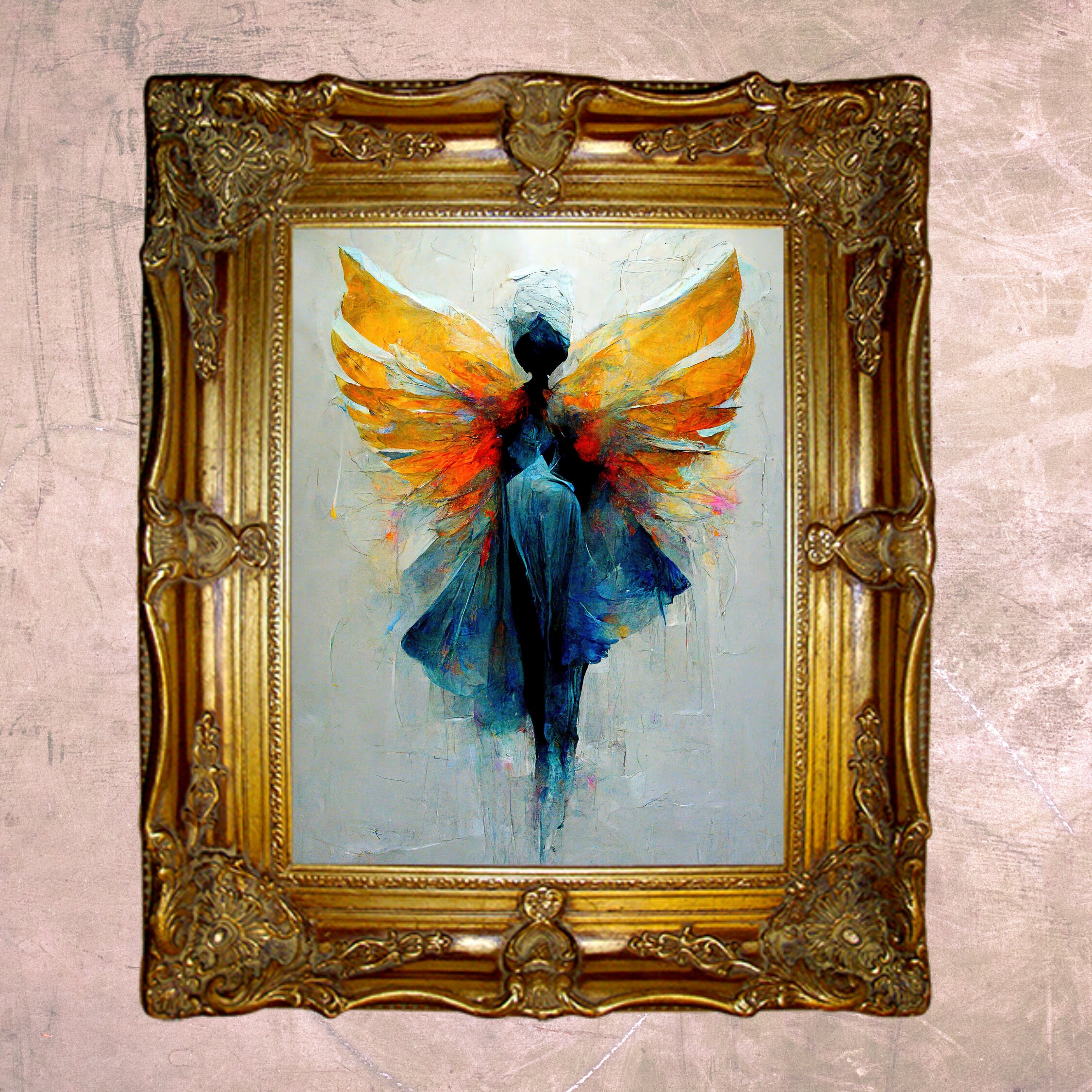 Abstract Orange and Blue Angel Fire Angel Digital Download Printable ...