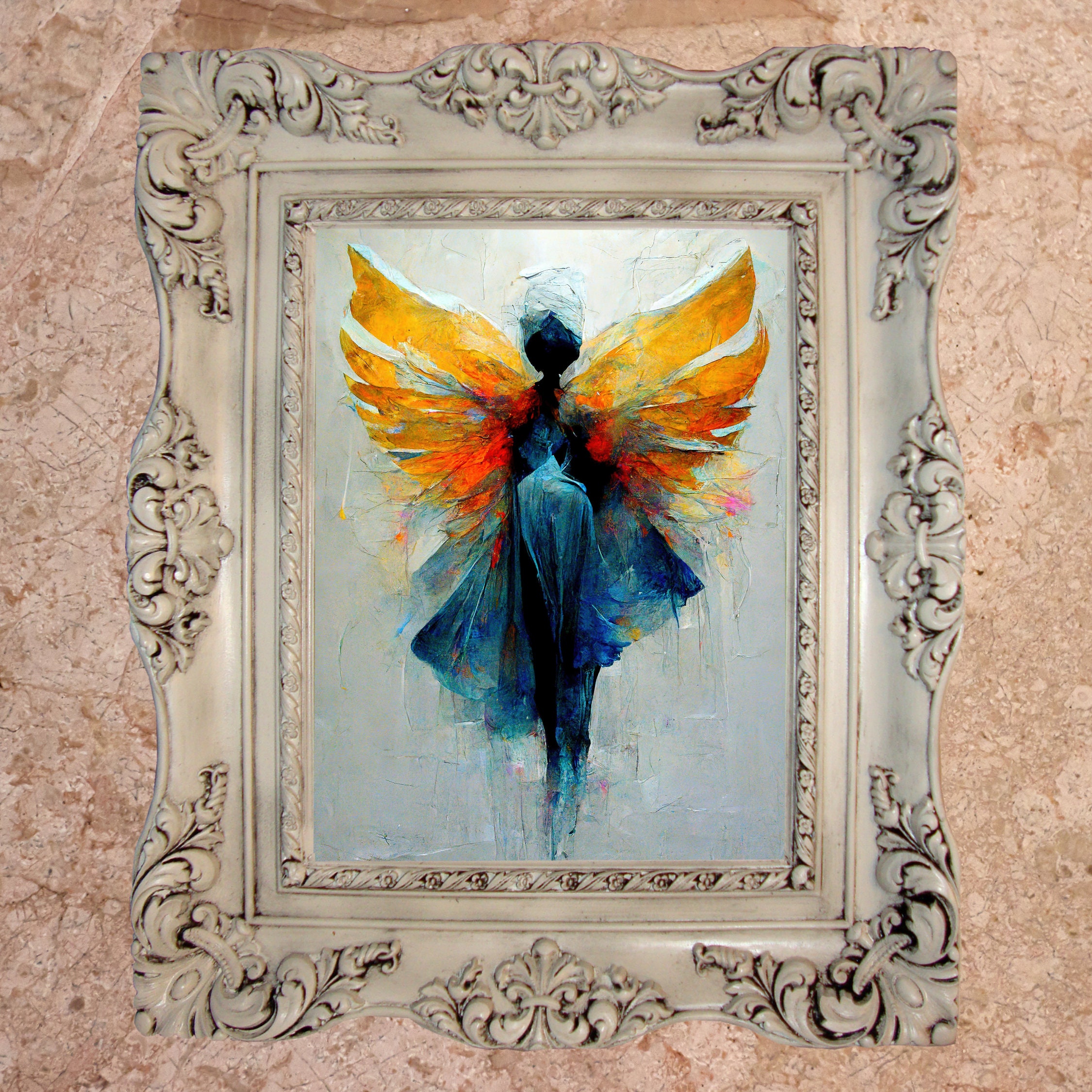 Abstract Orange and Blue Angel Fire Angel Digital Download Printable ...