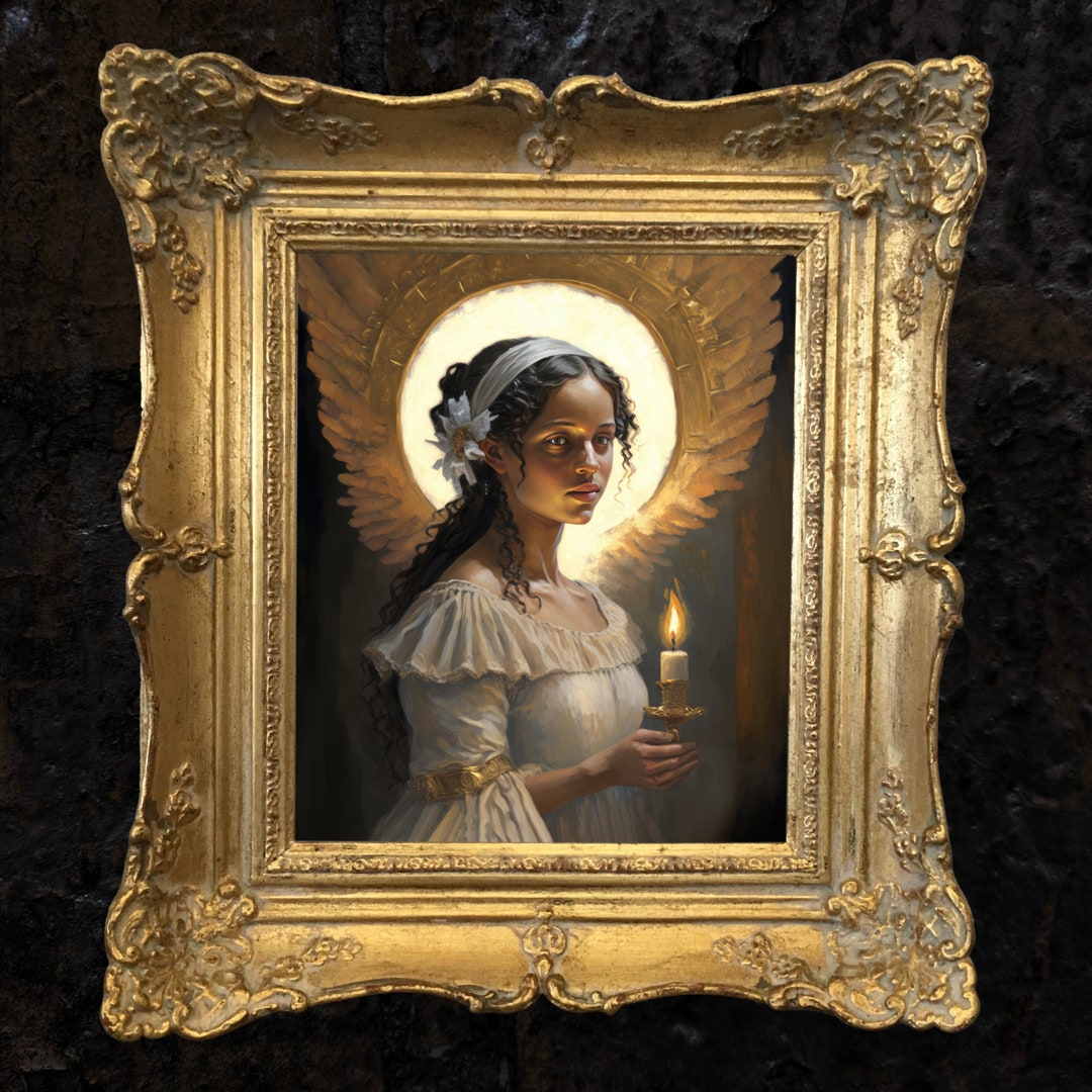 Guiding Female Guardian Angel in Soft Light Style of Abbott Handerson ...