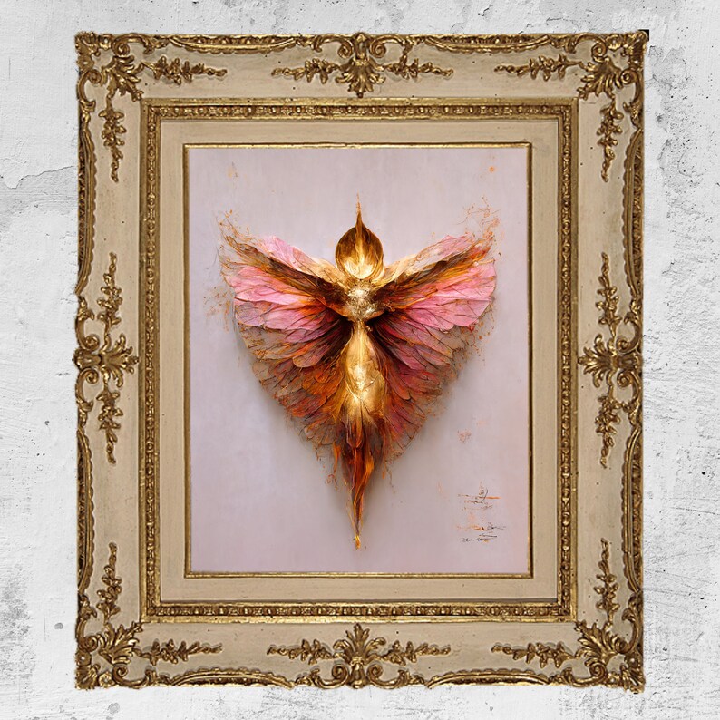 Rustic Fire Pink Angel Wings Heart Shape Angel Heart Angel - Etsy