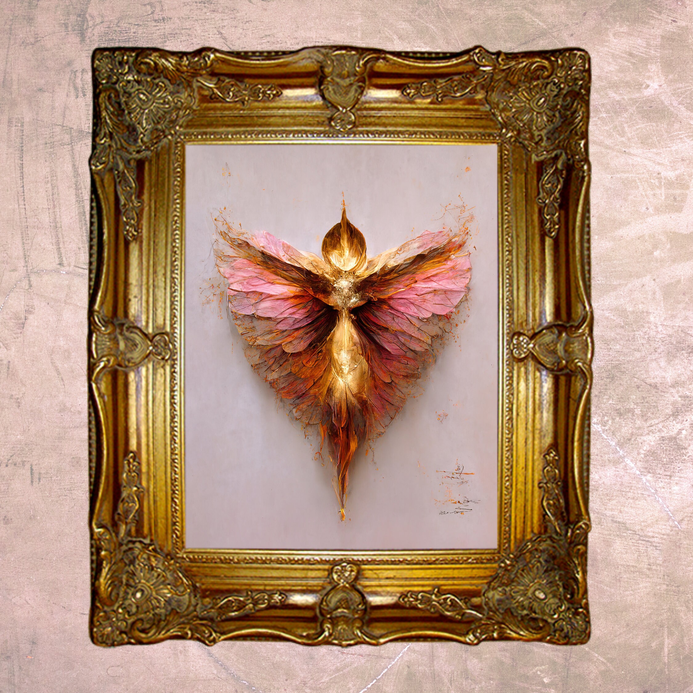 Rustic Fire Pink Angel Wings Heart Shape Angel Heart Angel - Etsy