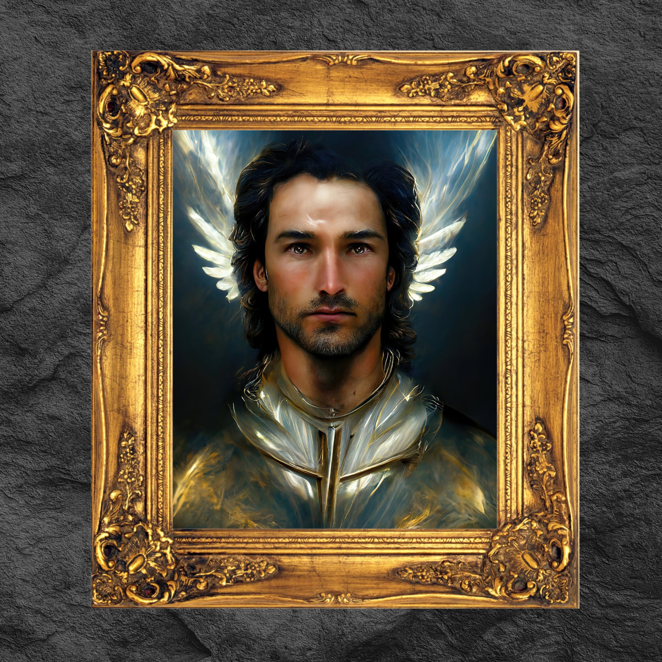 Victorian Archangel Michael Male Angel Face Guardian Angel Digital ...