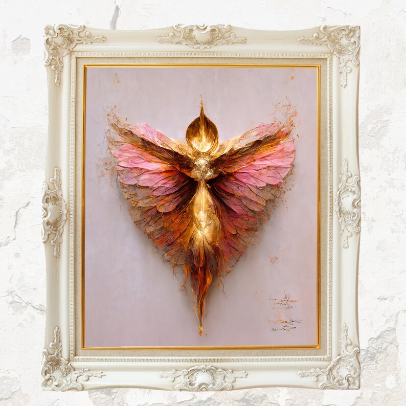 Rustic Fire Pink Angel Wings Heart Shape Angel Heart Angel - Etsy