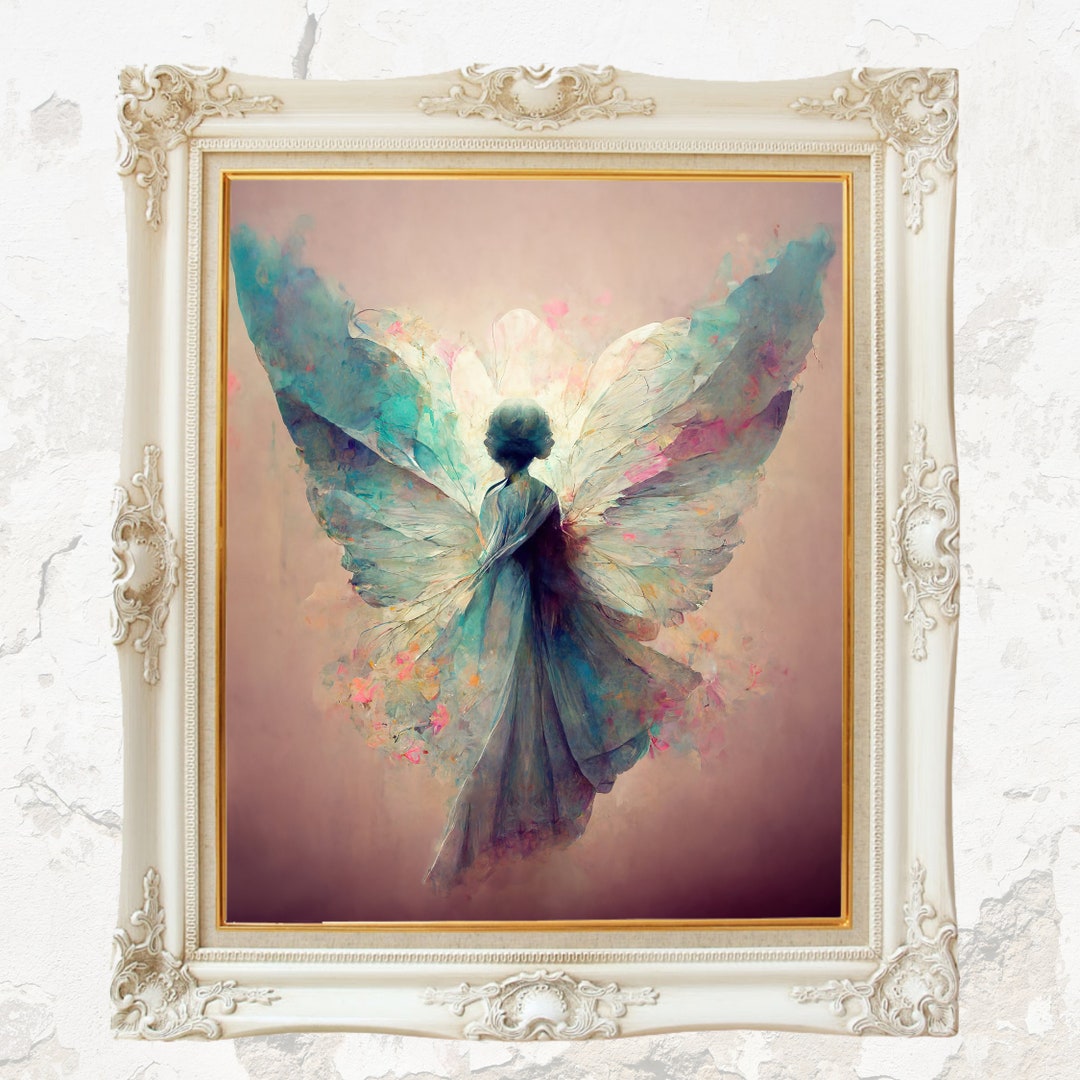 Abstract Guardian Angel Painting, Aura Pastel Watercolor, Impressionist ...