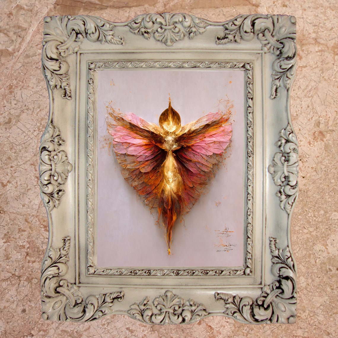 Rustic Fire Pink Angel Wings Heart Shape Angel Heart Angel - Etsy