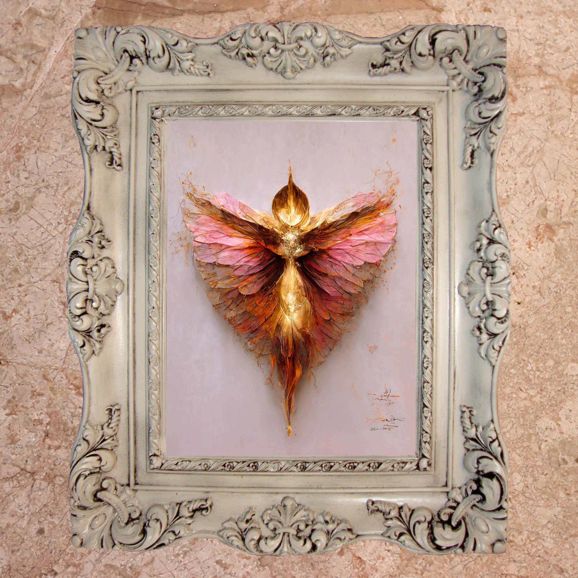 Rustic Fire Pink Angel Wings Heart Shape Angel Heart Angel - Etsy