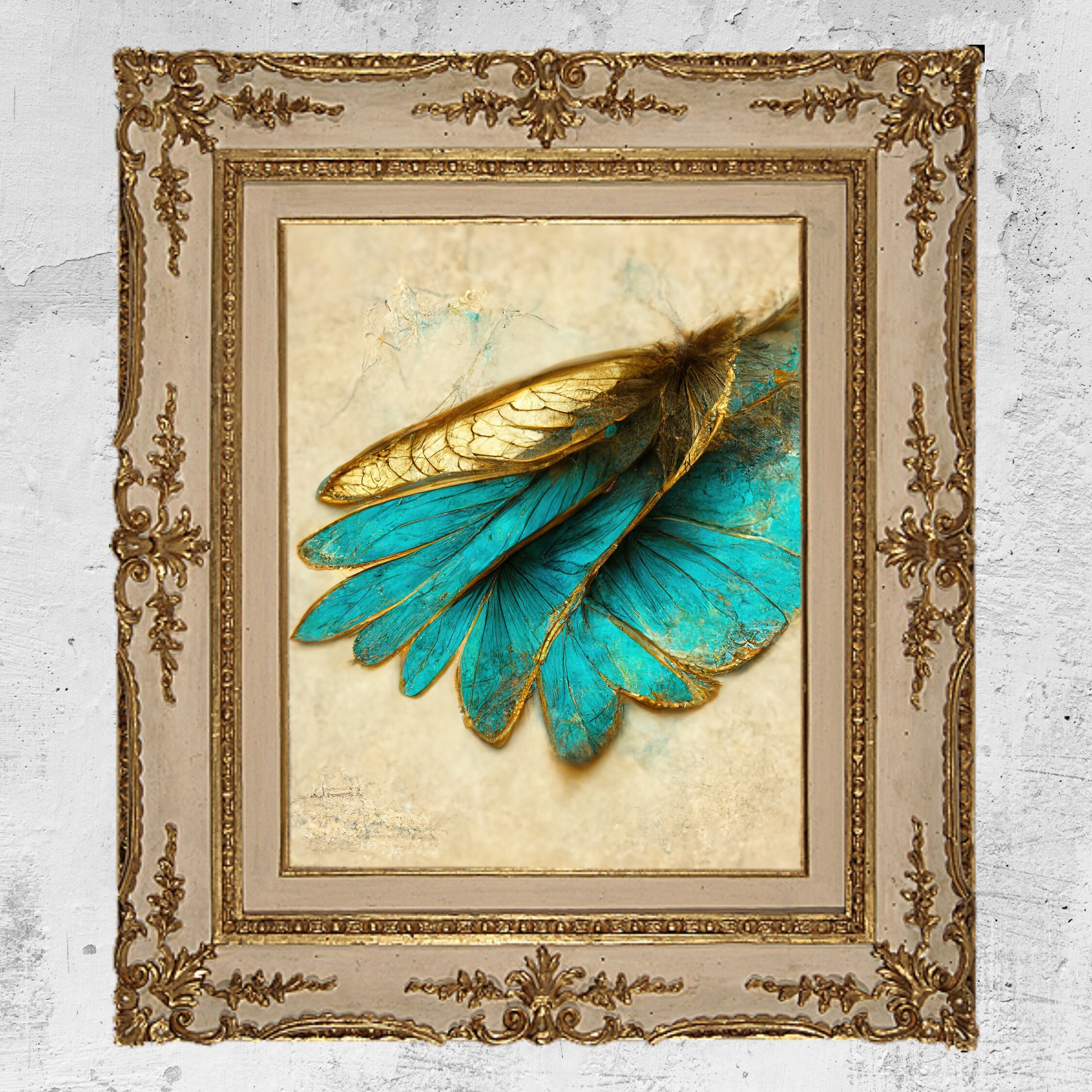 Victorian Turquoise Golden Angel Wing Abstract Angel Wings Digital ...
