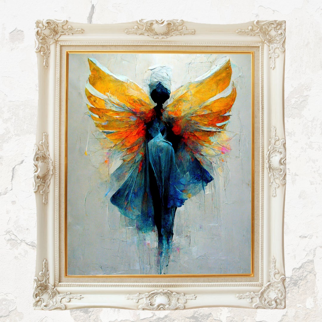 Abstract Orange and Blue Angel Fire Angel Digital Download Printable ...