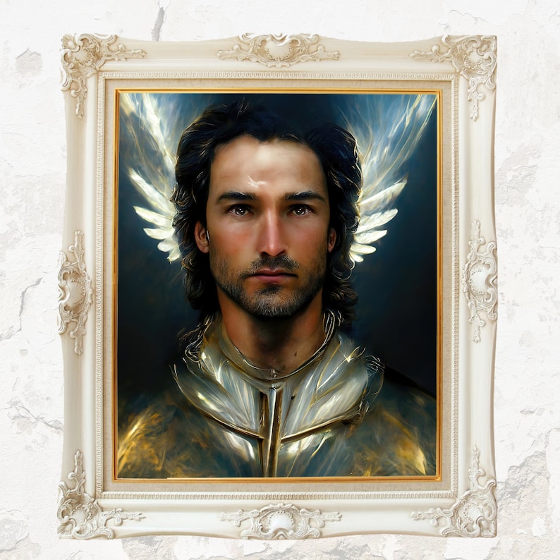 Victorian Archangel Michael Male Angel Face Guardian Angel Digital ...