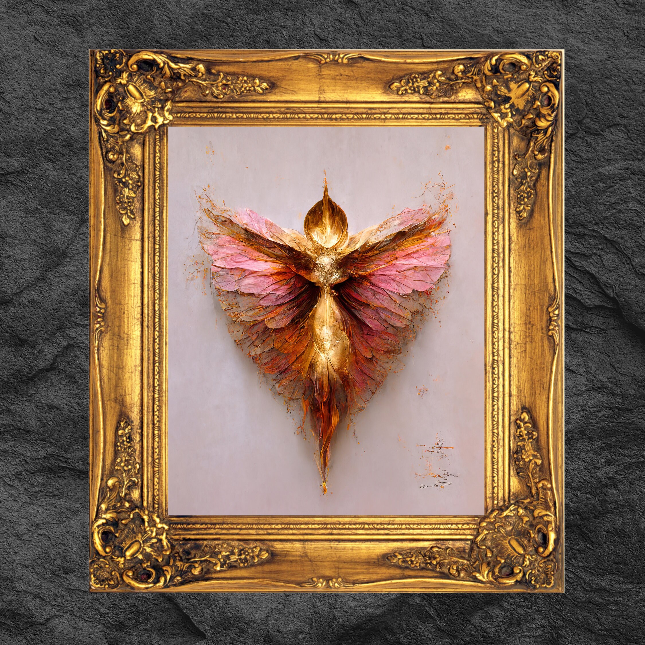 Rustic Fire Pink Angel Wings Heart Shape Angel Heart Angel - Etsy