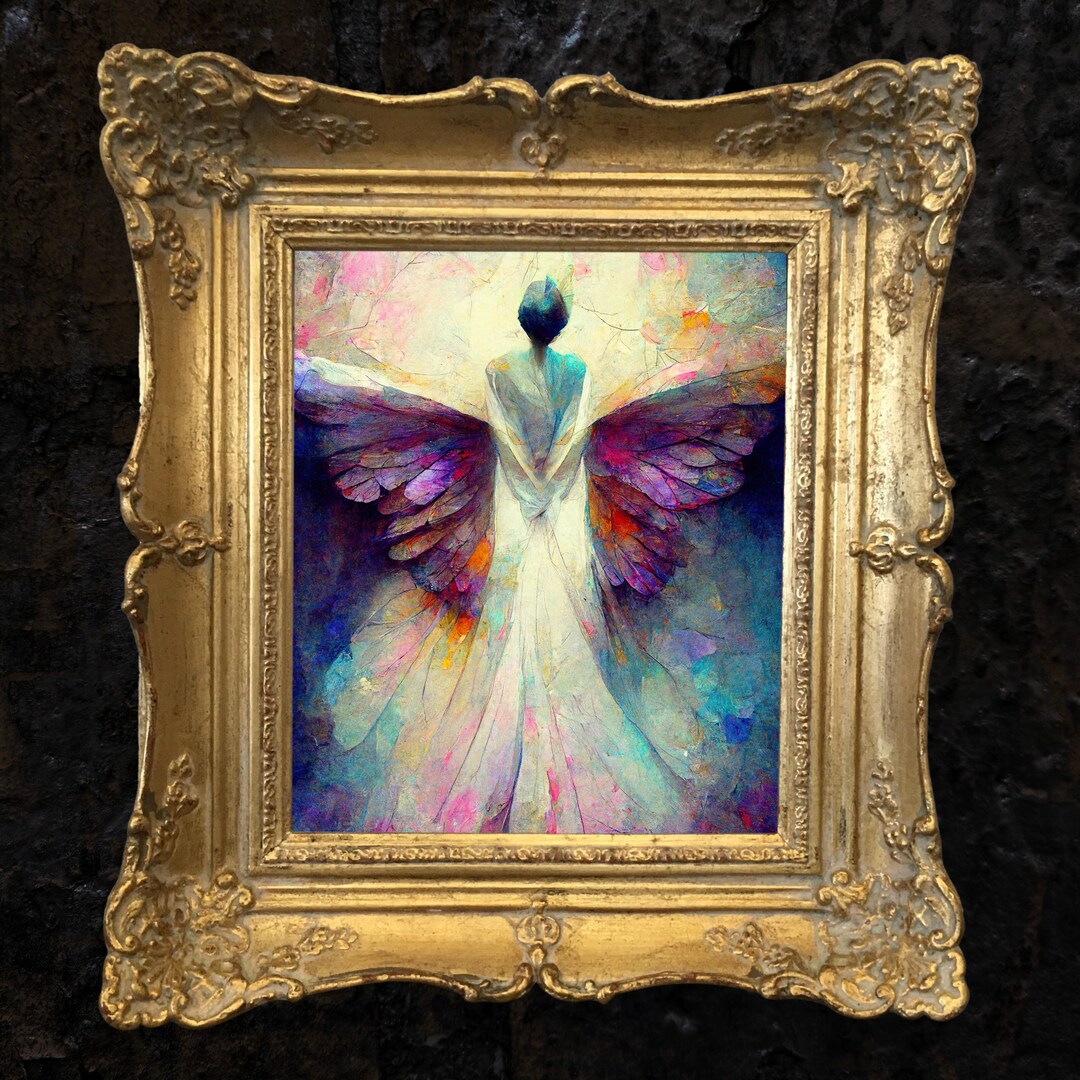 Abstract Guardian Angel Painting, Aura Pastel Watercolor, Impressionist ...