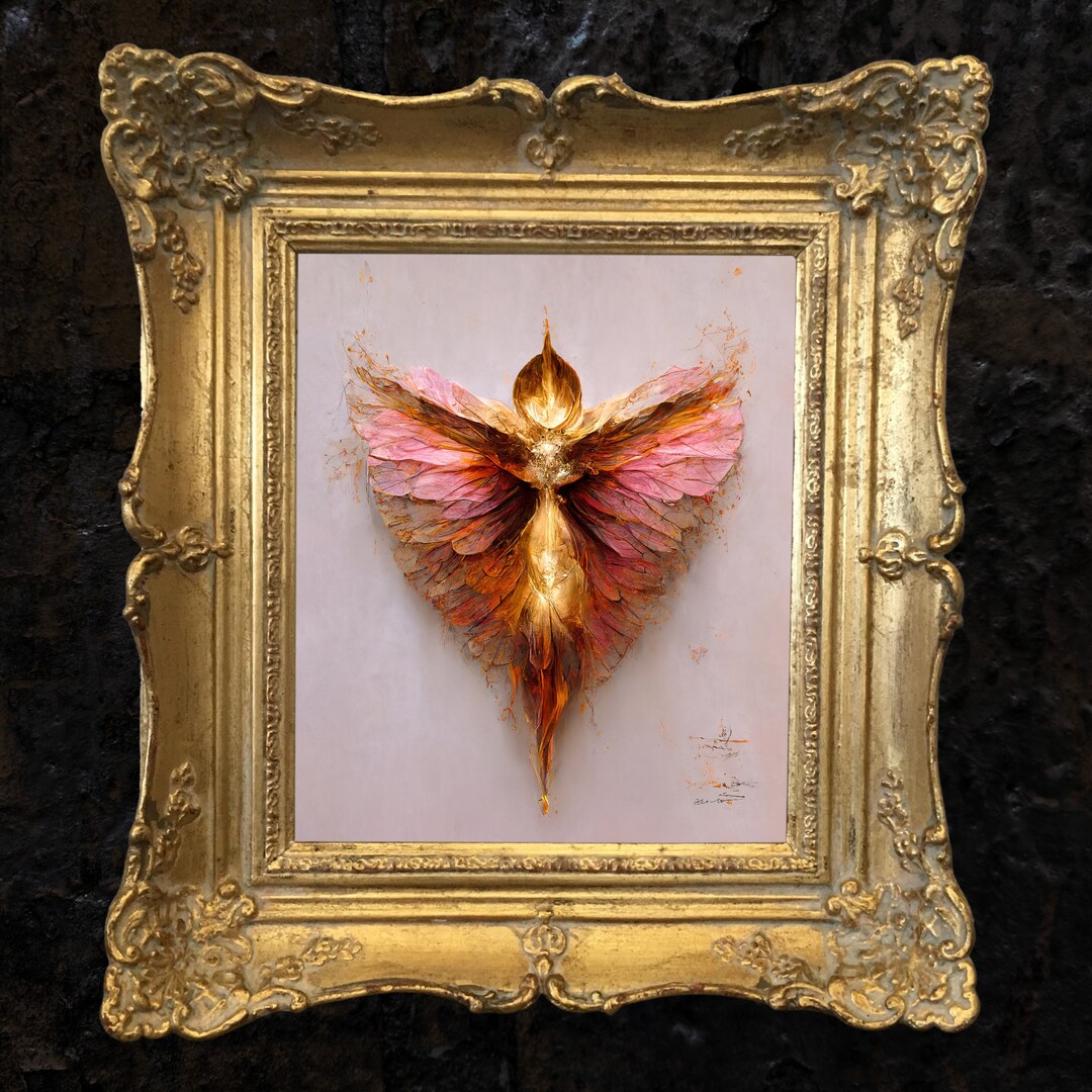 Rustic Fire Pink Angel Wings Heart Shape Angel Heart Angel - Etsy